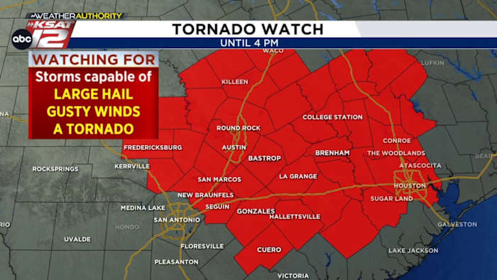 SAN ANTONIO FORECAST: Storms through the early afternoon, clearing skies