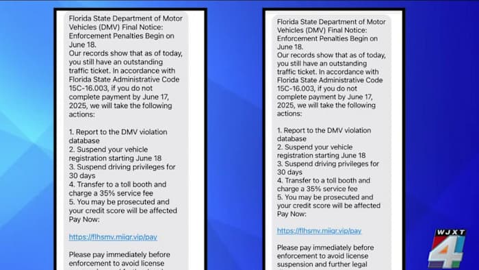FLHSMV warns drivers about scam texts about unpaid traffic tickets ...