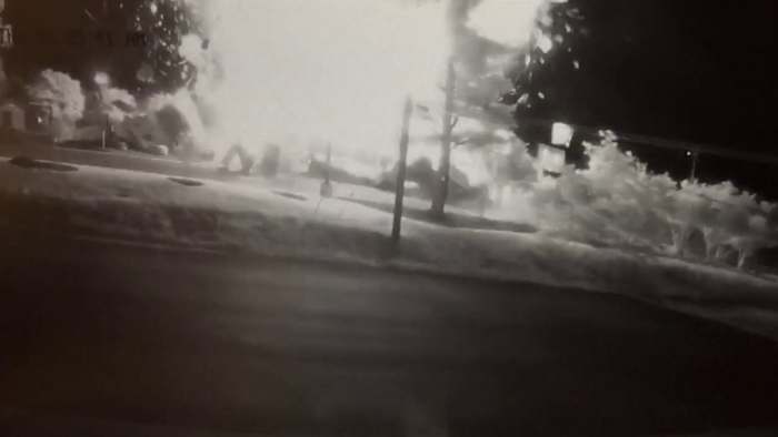 Surveillance footage of KFC explosion in North Carolina