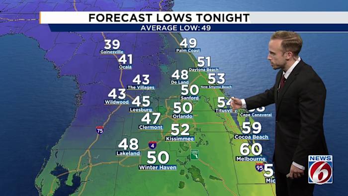 Evening weather for January 11