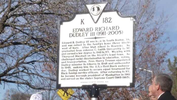Edward R. Dudley historic marker unveiling in Roanoke