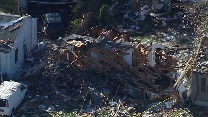 Aerials: Crews investigating after house explosion on Detroit's west side