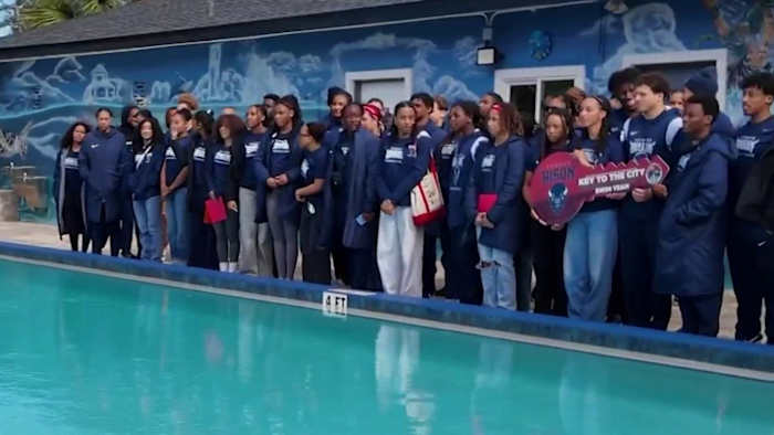 Howard University swim team visits revamped Eatonville community pool