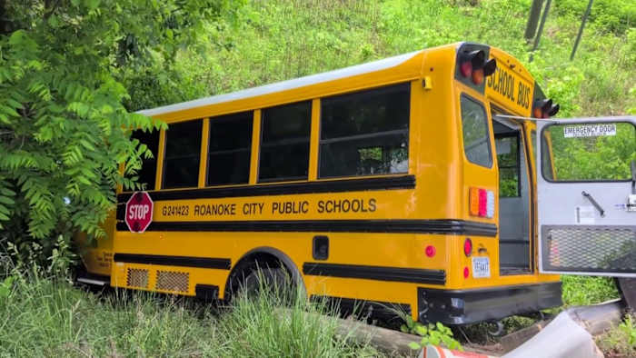 Crews on the scene of a Roanoke City School bus crash on Route 220 ...