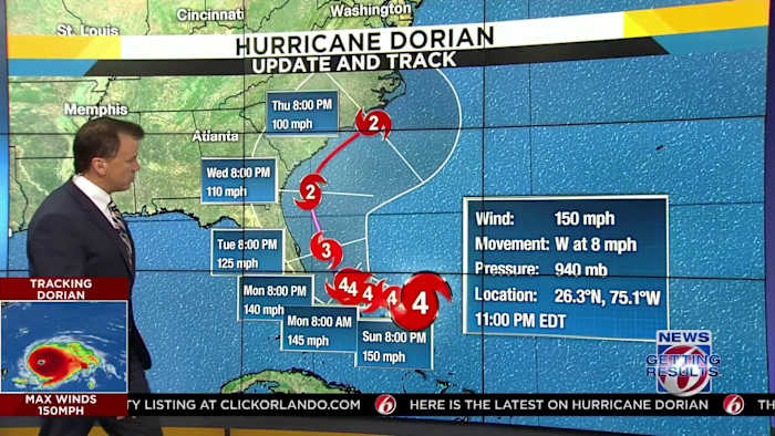 Newest projected path of Hurricane Dorian released