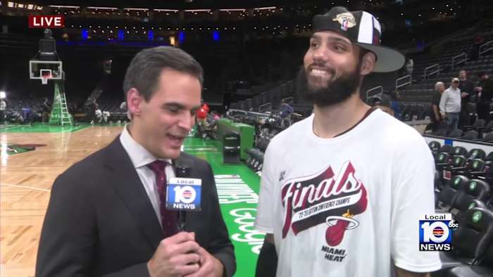 Heat forward Caleb Martin speaks to Local 10's Will Manso after Miami's ...