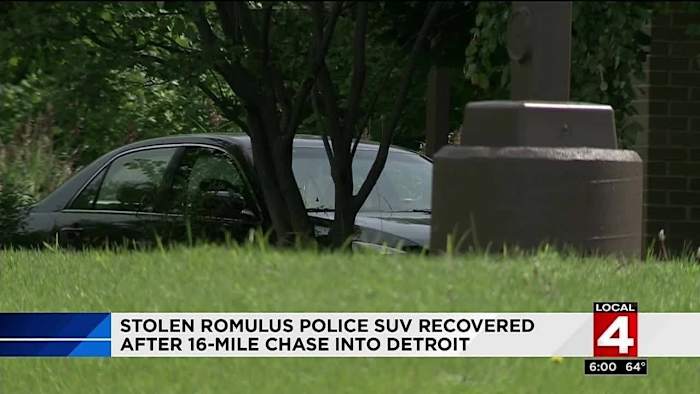 Stolen Romulus police SUV recovered after 16-mile chase into Detroit