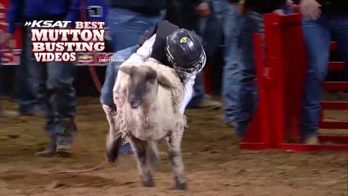 Kids hold on for a ride in Mutton Busting
