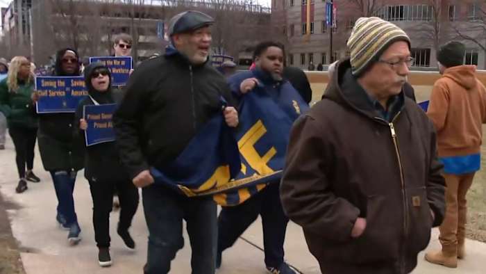 Union workers, lawmakers rally in Detroit against federal worker layoffs
