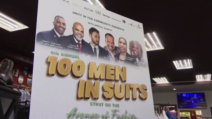 '100 Men in Suits' parade challange taking place in Detroit