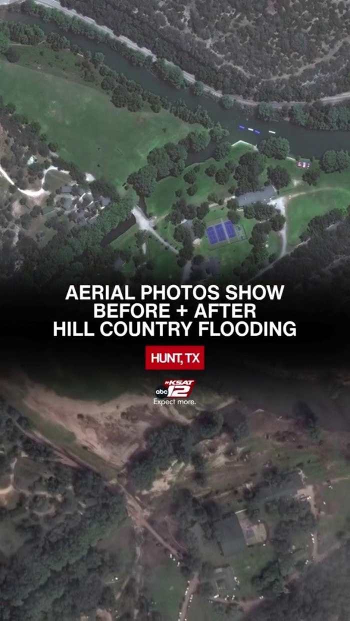 Aerial photos show before and after Hill Country flooding