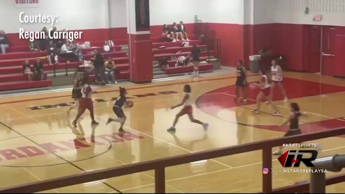 Incredible buzzer beater from 8th grader at Poth Junior High School