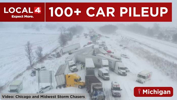 Video: 100+ car pileup leaves people stranded on Michigan highway for hours