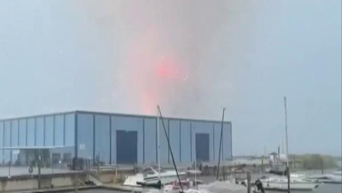 Sanford fireworks ignited by lightning.