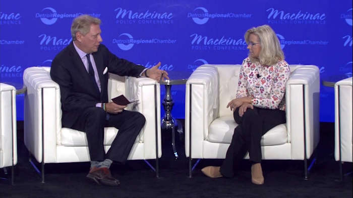 Devin Scillian talks to Liz Cheney at 2023 Mackinac Policy Conference