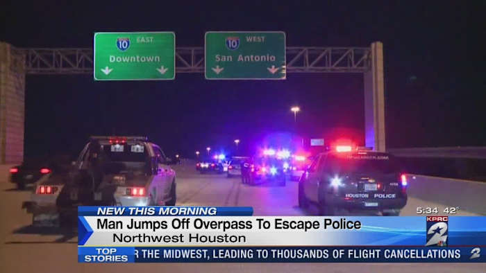 Man jumps off overpass to escape police