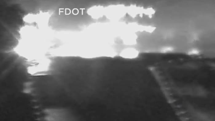 Crash involving semi, truck creates 2 large gouges on Florida’s ...