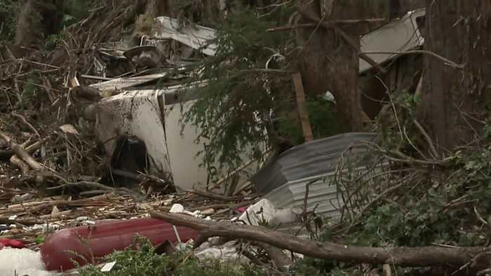 KSAT's Avery Everett shows destruction at Center Point RV park ...