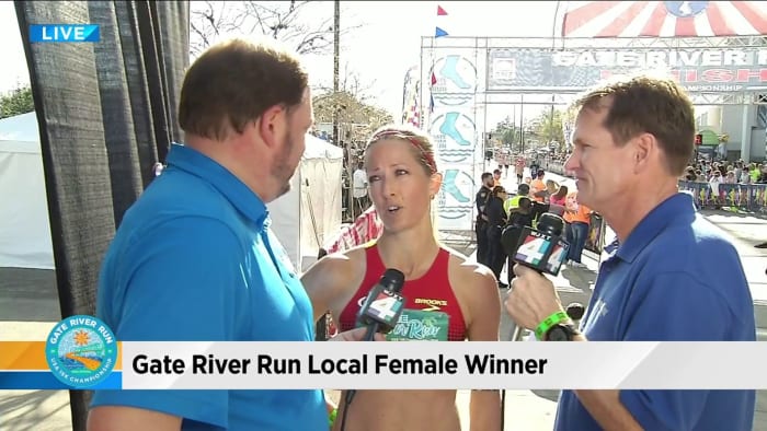 Gate River Run First Coast Cup female winner Julie Stackhouse