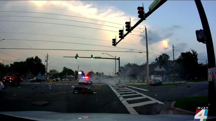 ‘Very frightening experience’: Video shows car slamming into multiple ...