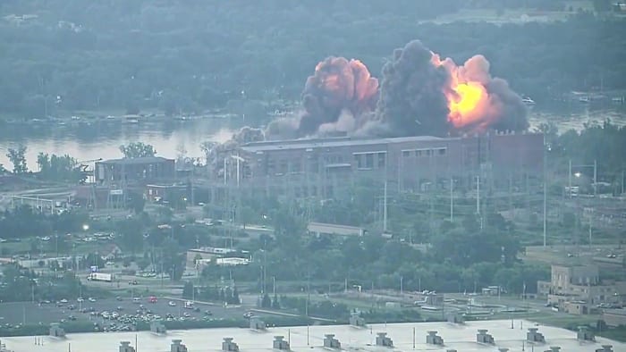 Watch: DTE implodes Trenton power plant boiler house