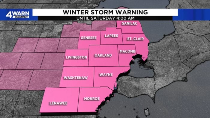 Winter storm warning in Metro Detroit: Snow projections by area, storm ...