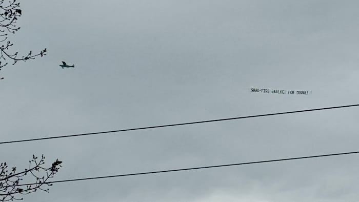 ‘Fire Baalke for Duval’: Plane flies banner over EverBank Stadium ...