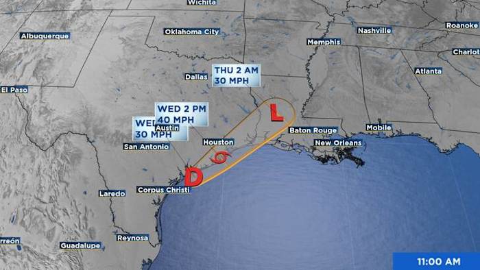 Low Pressure System Moving Northeastward Along The Middle Texas Coast