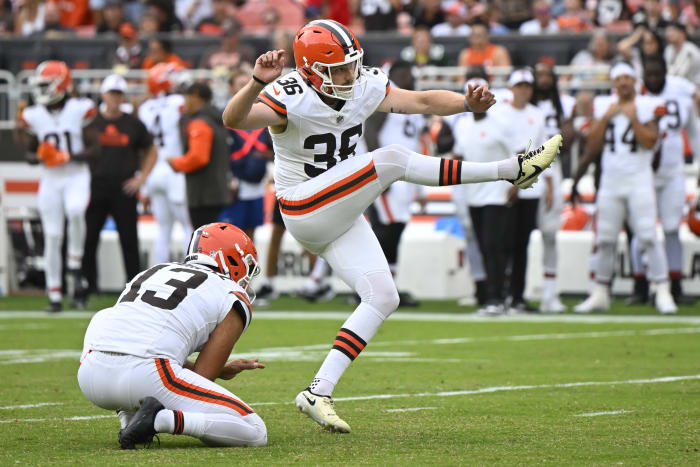 Browns trading kicker Cade York to Commanders for 7th round pick, AP ...