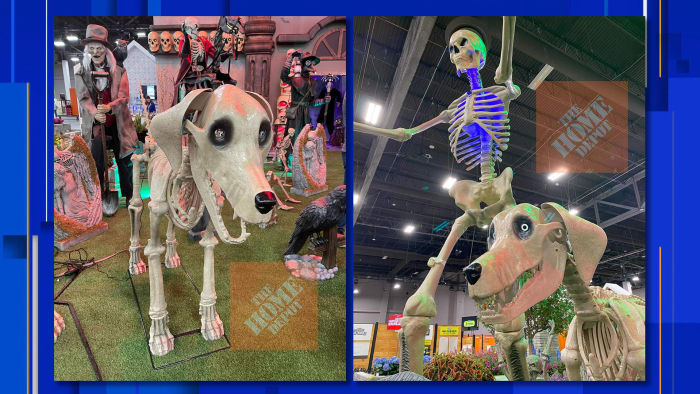 Iconic 12-foot tall Home Depot skeleton to return with doggo best friend
