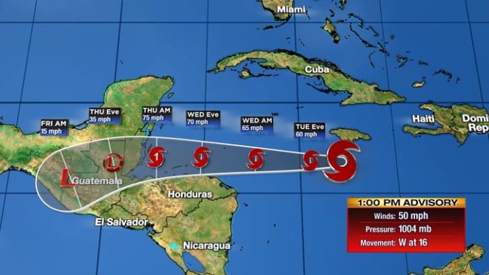 Tropical Storm Omar forms as Nana approaches Central America