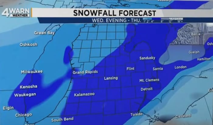 Here’s when snowfall is expected to start Wednesday in Metro Detroit