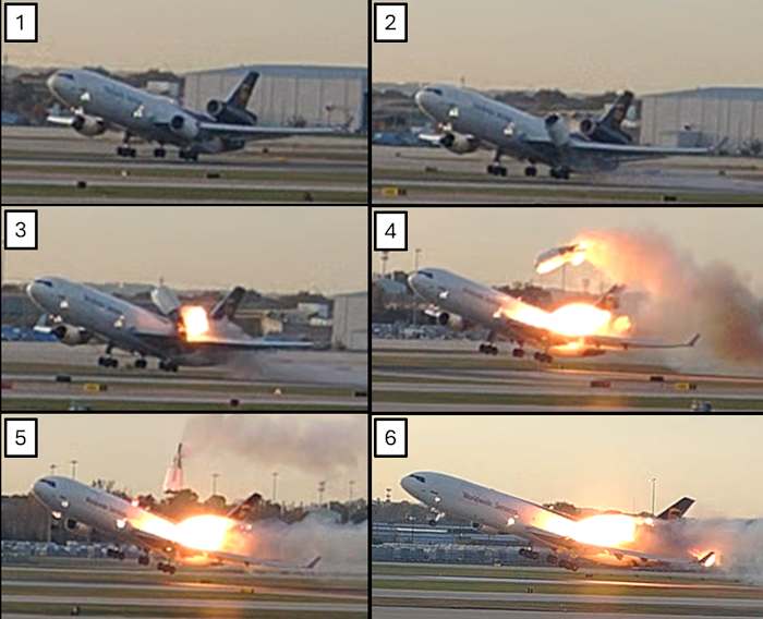 Dramatic photos of doomed UPS plane show the aircraft on fire, engine ...