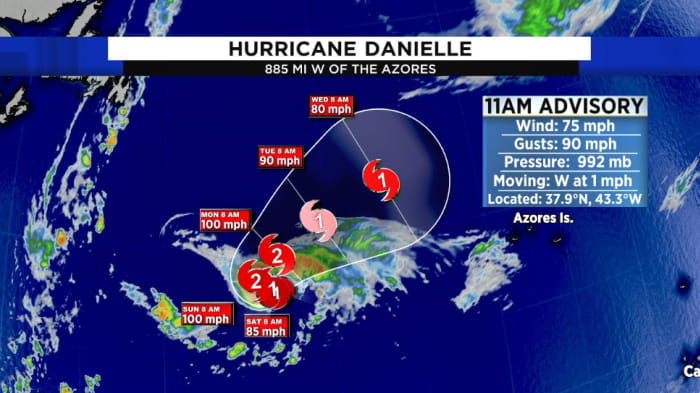 Tropical Storm Danielle strengthens into hurricane