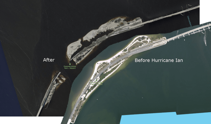 Aerial photos show before and after Hurricane Ian