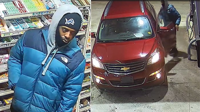 Detroit police searching for man accused of robbing victim at gas station