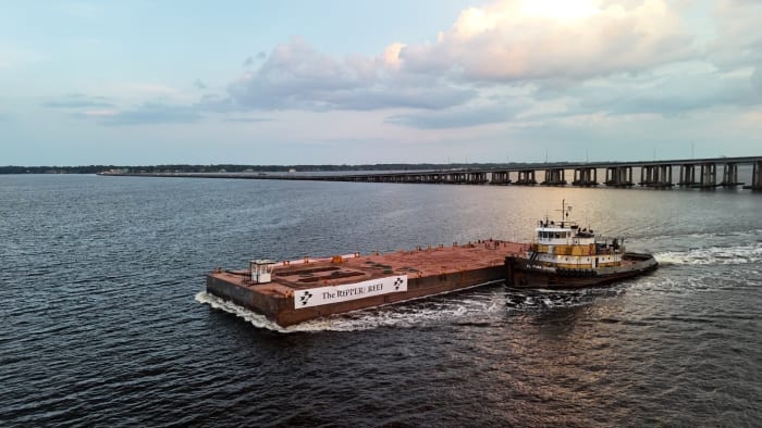 Massive barge deploys to make way for artificial reef off Jacksonville ...
