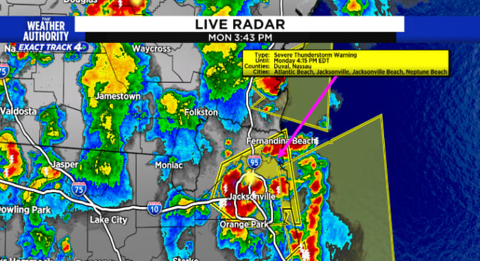 Flood warning issued for Duval County as severe storms move through