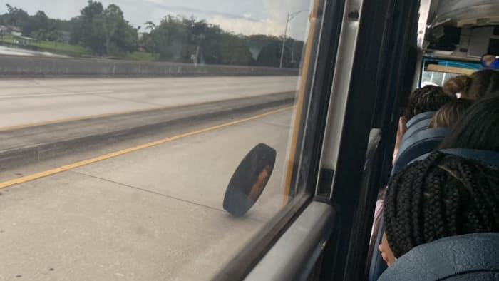Florida school bus wheel falls off with students on board