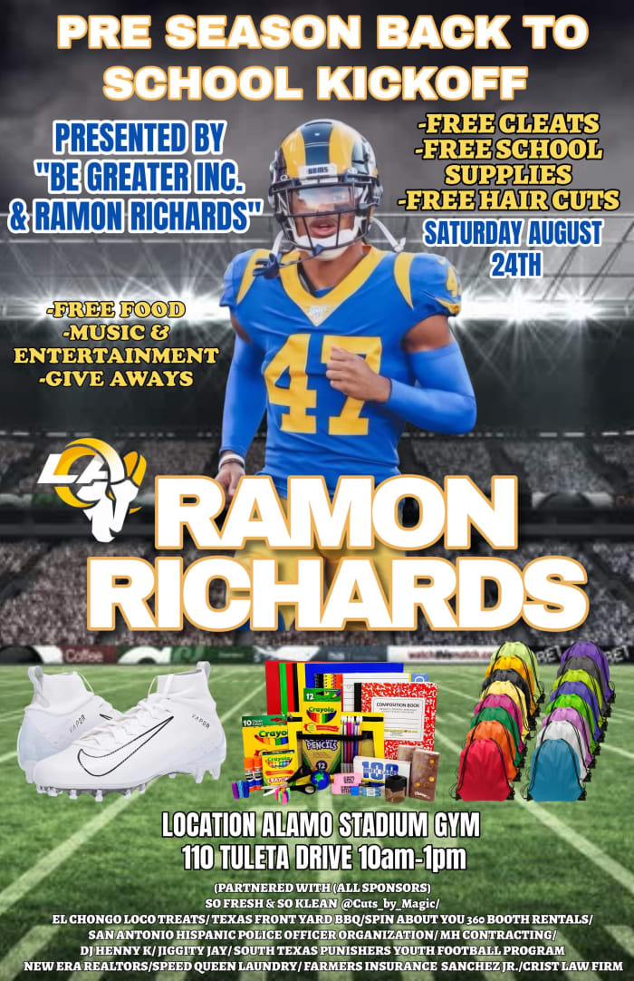 Former Brackenridge star, NFL DB Ramon Richards holding football pre ...