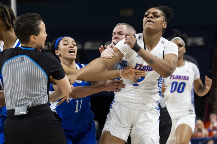Kentucky women beat Florida in game marred by scuffle