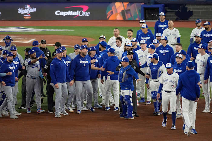 Benches clear at Game 7 of World Series after LA's Wrobleski hits ...