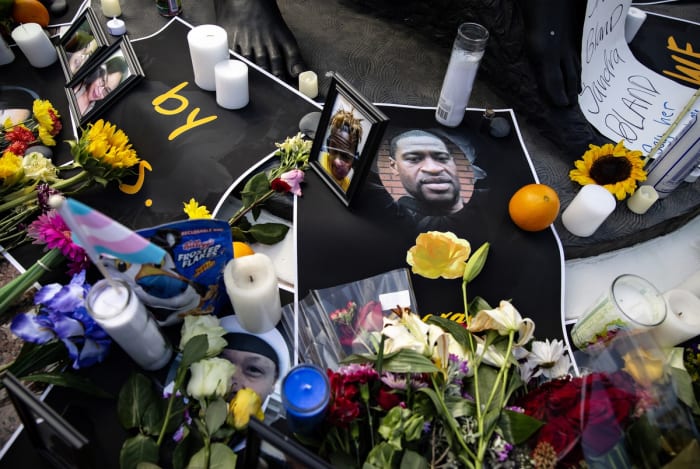 Life-size George Floyd statue dedicated at Tom Bass Park on anniversary ...