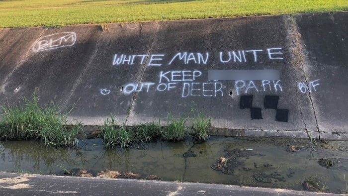 Racist, offensive language spray-painted in Deer Park ditch