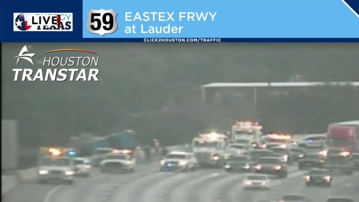 1 Taken To Hospital After 18 Wheeler Crashes Hangs Off Eastex Freeway