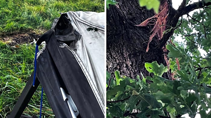 14 people hurt after lightning strikes canopy at North Texas park