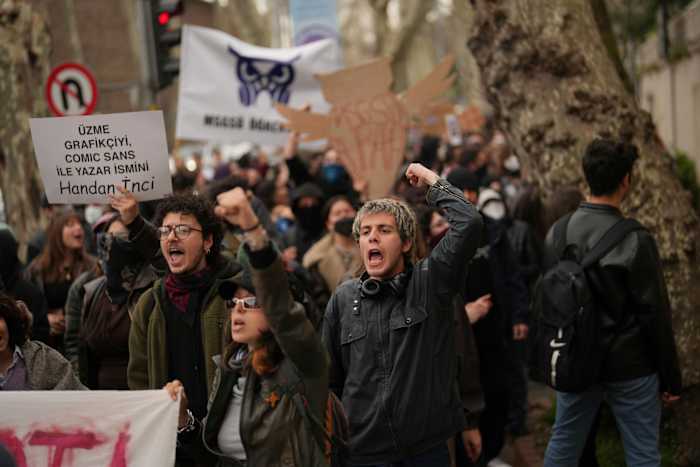 Police use force to break up protests at a university in Turkey's capital