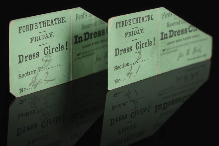 Rare tickets to Ford’s Theatre on the night Lincoln was assassinated ...