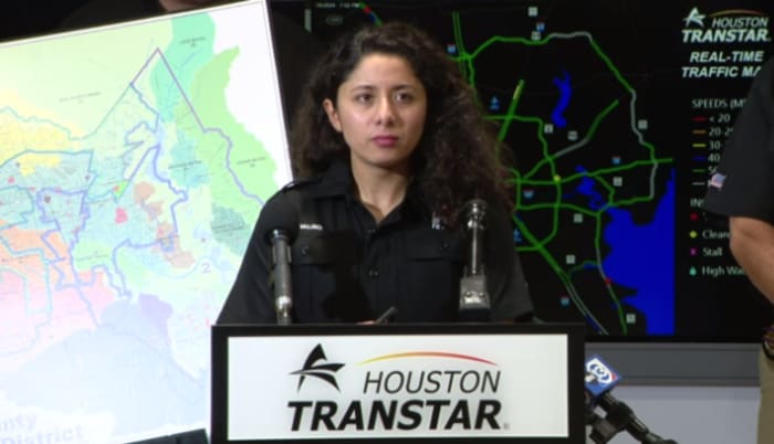 Judge Hidalgo gives storm damage briefing after flying over Harris County