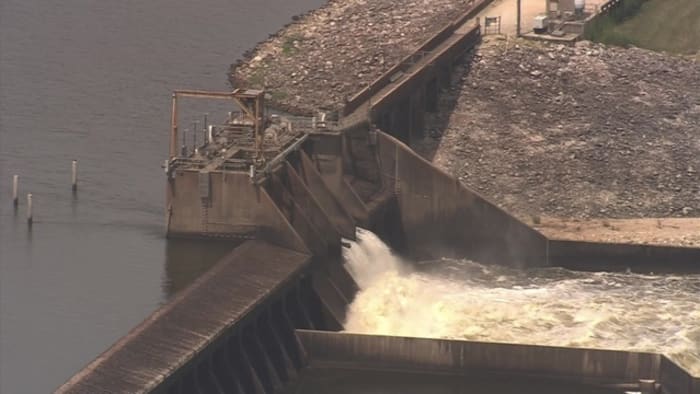 Gates at Lake Houston dam open in preparation for forecasted heavy rains